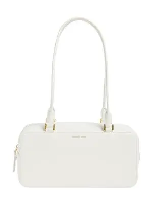 Veronica Beard Boxy Leather Shoulder Bag - Off White