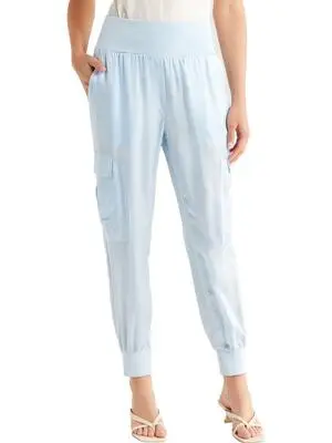 Cinq À Sept Giles Cupro Crop Cargo Joggers Spring Sky Multi