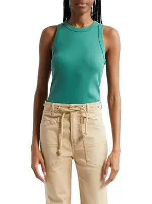Veronica Beard Jordyn Rib Crop Tank - Clover
