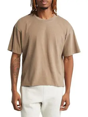 ELWOOD Core Oversize Crop Cotton T-shirt - Brown