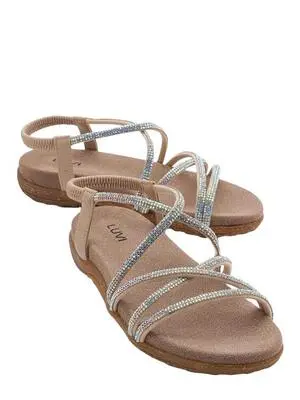 PROLOGUE SHOES Prologue Shoes Ever Embellished Sandals Beige Faux Leather