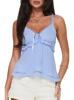 Princess Polly Taini Ruffle Chiffon Camisole - Blue
