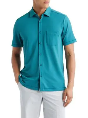 Tommy Bahama Costa Wave Camp Short Sleeve Button-up Shirt - Largo Teal