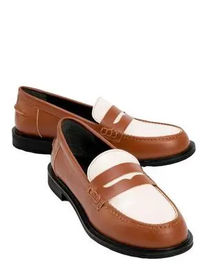 PROLOGUE SHOES Choos Loafers Cognac Brown Faux Leather