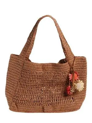 Sam Edelman Marcie Open Weave Raffia Tote - Bronze