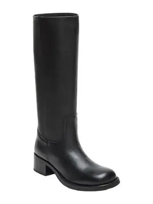 Steve Madden Riggs Knee High Boot - Black Leather