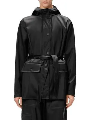 Rains Curve Waterproof Rain Jacket - Black Grain