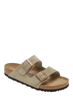 BIRKENSTOCK Arizona Soft Slide Sandal Taupe Suede