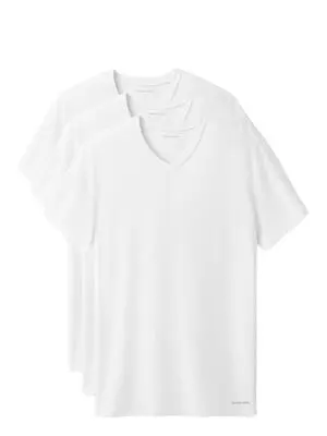 Tommy John 3-pack Second Skin Stay Tucked V-neck Undershirts - White