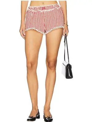 For Love & Lemons Scotch Bonnet Gingham Short - Red