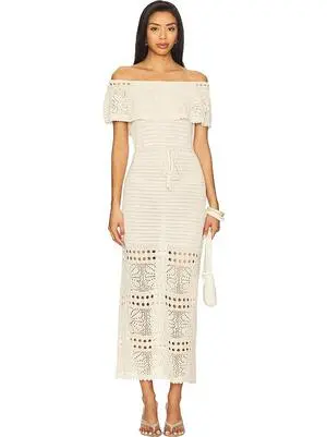 Line & Dot Wilda Crochet Sweater Dress - Ecru