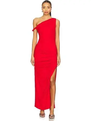 Line & Dot Erina Asymmetrical Maxi Dress - Red