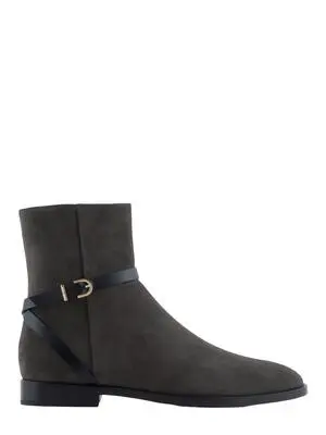 Giorgio Armani Suede And Calfskin Ankle Boots - Grey