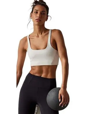 Free People Never Better Square Neck Sports Bra - White