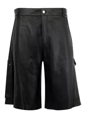 Amiri Leather Cargo Shorts - Black