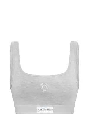 MARINE SERRE Moon-embroidered Sports Bra - Grey