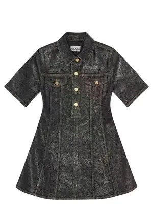 GANNI Denim Mini Dress - Black