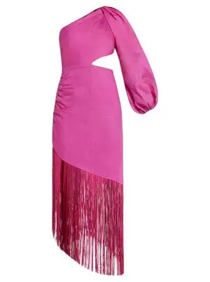 NO PISE LA GRAMA Fringe-detailed Midi Dress - Pink