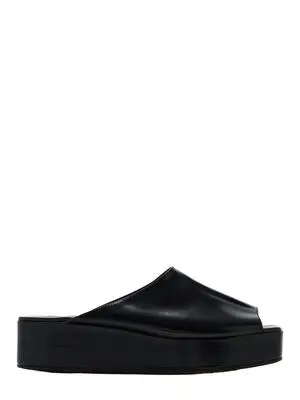 THE ROW Emi Leather Platform Sandals - Black