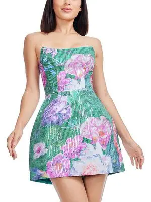 Dress The Population Amity Floral Sequin Mini Dress - Capri Mult