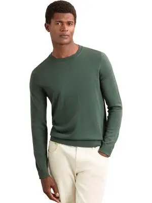 REISS Merino Wool Crew-neck Jumper - Kale Green