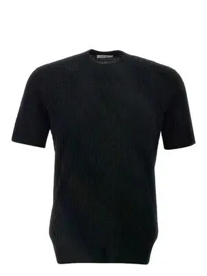 PAOLO PECORA Patterned-jacquard T-shirt - Black
