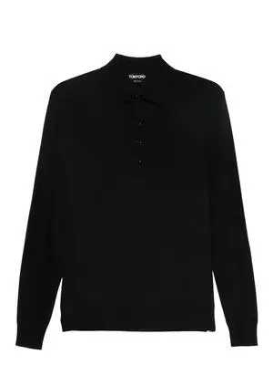 TOM FORD Wool Polo Shirt - Black