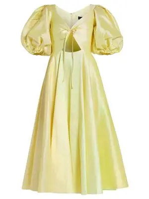NO PISE LA GRAMA Pleated Midi Dress - Yellow