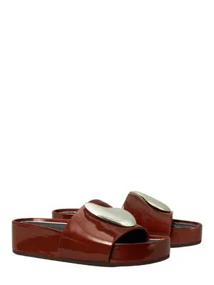 Tory Burch Patos Platform Slide Sandal - Russet Brown/silver