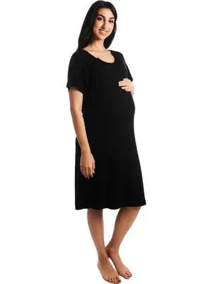 EVERLY GREY Rosa Maternity/nursing Hospital Gown - Black