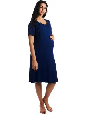 EVERLY GREY Rosa Maternity/nursing Hospital Gown - Denim Blue