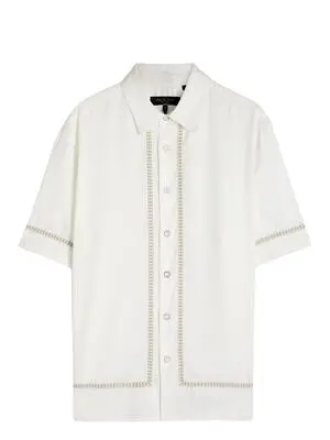 Rag & Bone Dalton Embroidered Woven Shirt Ecru