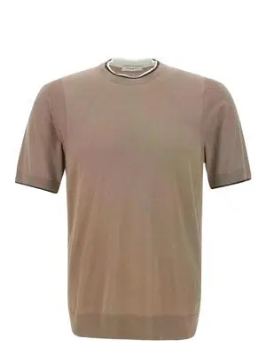 PAOLO PECORA Silk-blend T-shirt - Neutrals