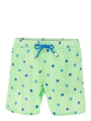 MC2 SAINT BARTH Striped Star-pattern Swim Shorts - Green