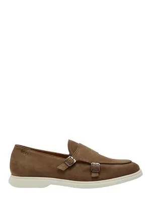 BOSS Suede Monk Loafers - Beige