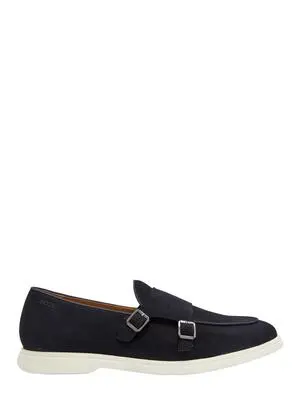 BOSS Suede Monk Loafers Navy