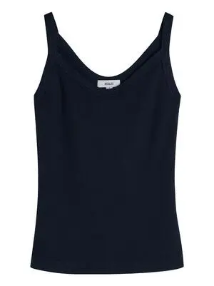 AGOLDE Ribbed Cotton-blend Tank - Navy