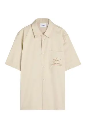 Axel Arigato Embroidered Cotton-poplin Shirt - Beige