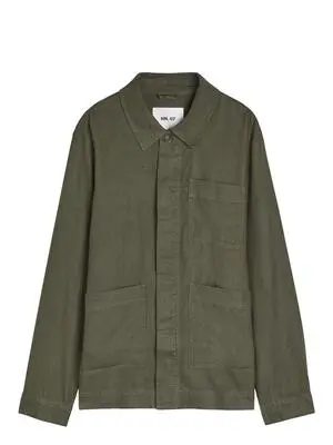 Nn07 Olav Linen Overshirt Jacket - Khaki