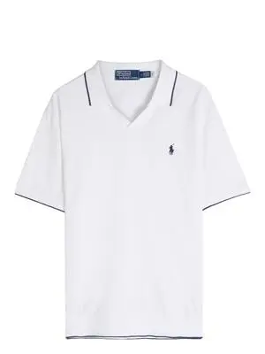 Polo Ralph Lauren Logo-embroidered Piqué Stretch-cotton Polo Shirt - White