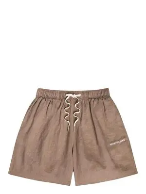 MKI MIYUKI ZOKU Logo-embroidered Linen Shorts - Brown