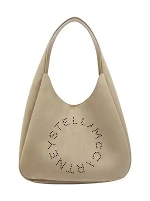 Stella McCartney Logo Faux Suede Shoulder Bag - Khaki