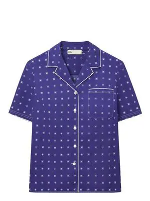 Tory Burch Twill Camp Shirt - Ballpoint Ink Nothing Ditsy