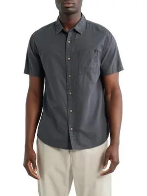 ROARK Made To Fade Short Sleeve Cotton & Lyocell Button-up Shirt - Washed Charcoal