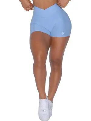 BOMBSHELL SPORTSWEAR High Waisted Scrunch Butt Shorts - Bright Hydrangea