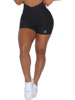 BOMBSHELL SPORTSWEAR High Waisted Scrunch Butt Shorts Heathered Black