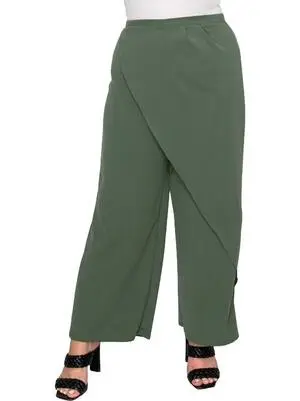 L I V D Ivy Faux Wrap High-waisted Pants - Dark Sage