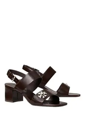 Tory Burch T Lock Block Heel Sandal - Dark Cocoa