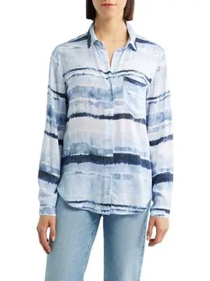 CLOTH & STONE Striped Button-up Shirt - Indigo Stripes Print