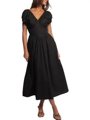 PETAL & PUP Larson Midi Sundress - Black